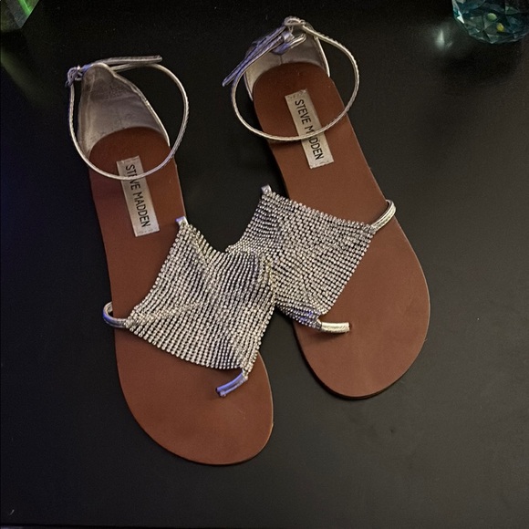Steve Madden | Shoes | Steve Madden Silver Beaded Sandals Us65 | Poshmark